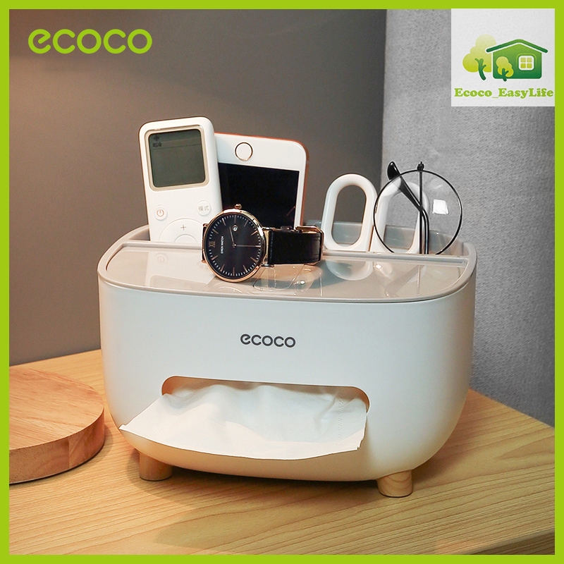 ECOCO กล่องทิชชู่ มีที่วางโทรศัพท์ ที่ใส่ทิชชู่ กล่องกระดาษทิชชู่ มี 3 สี | Shopee Thailand