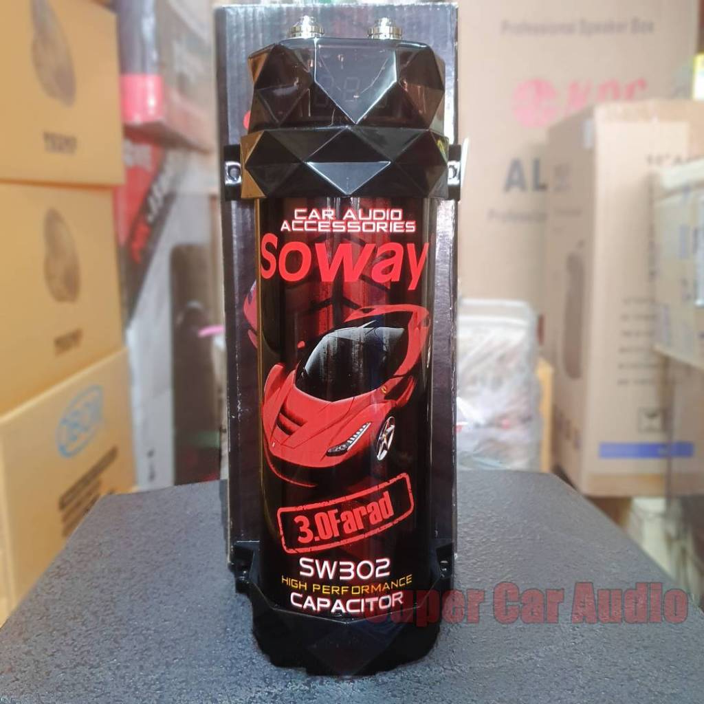 คาปาซิเตอร์ รถยนต์ ยี่ห้อ SOWAY 3.0 FARAD มีจอวัดโวลท์ในตัว Capacitor คาปาสำรองไฟ สำรองไฟ สำหรับ ...