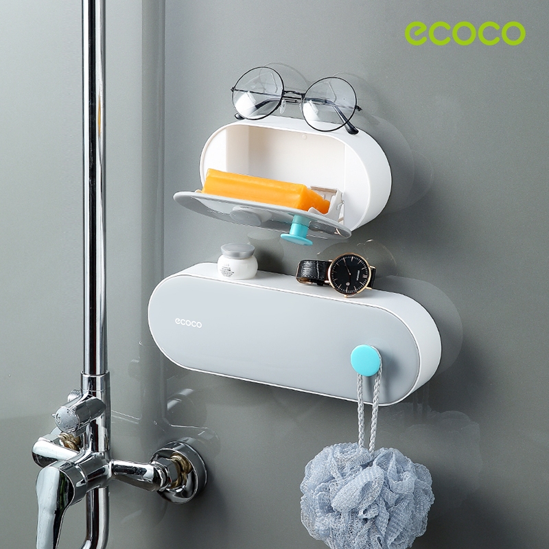 [พร้อมส่ง]ECOCO ที่วางสบู่ติดผนัง ติดผนัง ที่วางสบู่ 2 ชั้น รับน้ำหนักได้มาก พลาสติก ประหยัด ...
