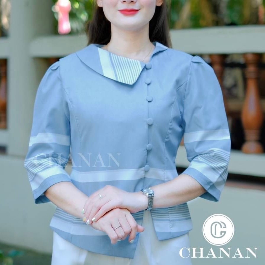 Chanan☘️เสื้อผ้าไหมอัดกาว ทรงสวย ใส่ทำบุญ ใส่ออกงาน มี4สี รุ่นWS10 ...