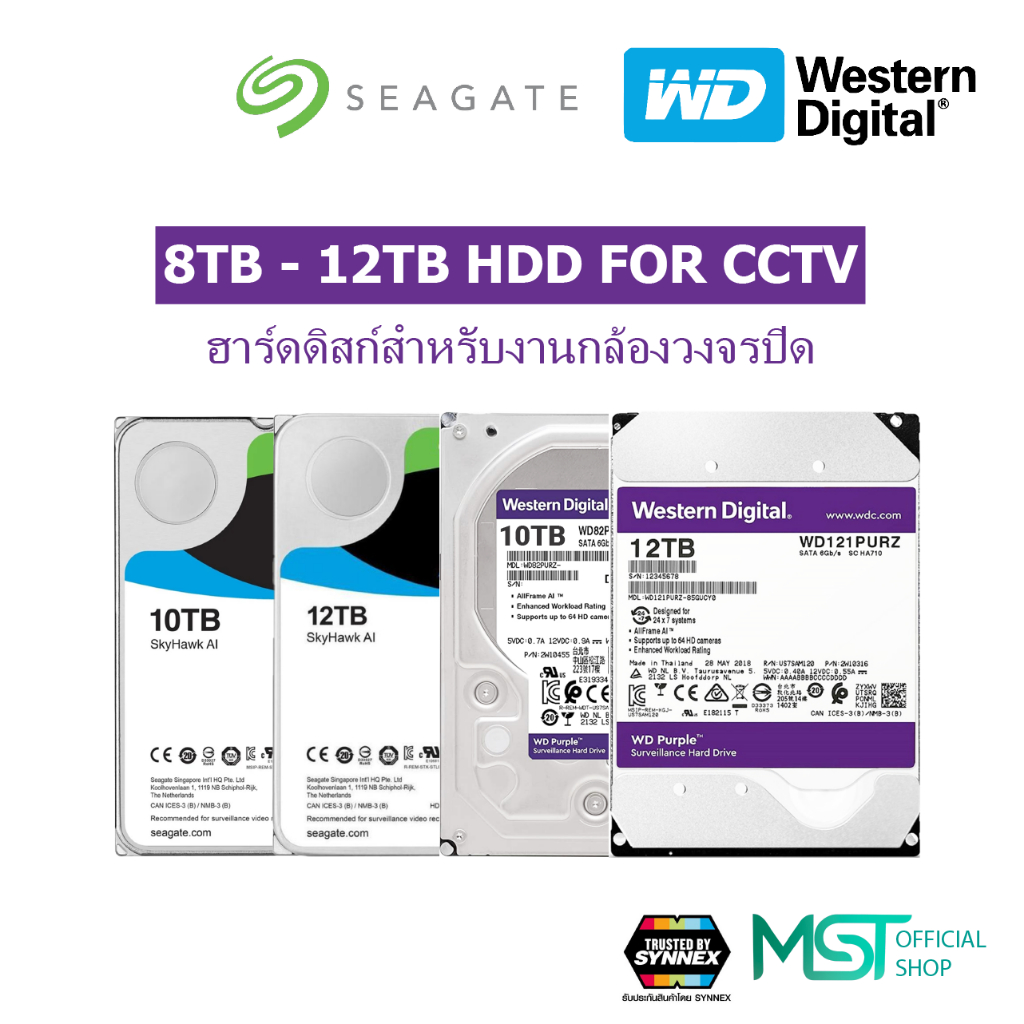 Harddisk HDD CCTV 6TB 8TB 10TB 12TB WD Purple / Seagate SkyHawk ฮาร์ดดิสก์ใส่กล้องวงจรปิด ประกัน ...