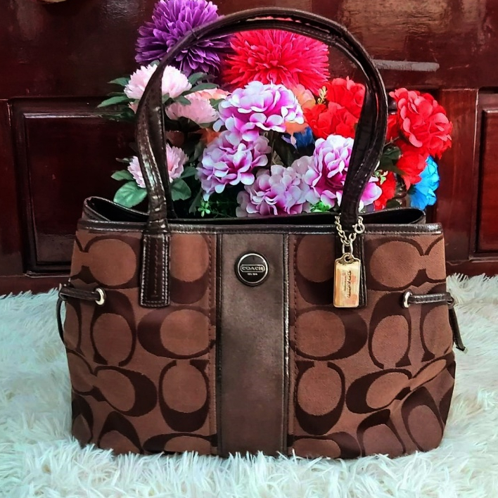 กระเป๋า Coach Signature Stripe Carryall No F21949 มือสอง ของแท้ ซื้อจาก ...