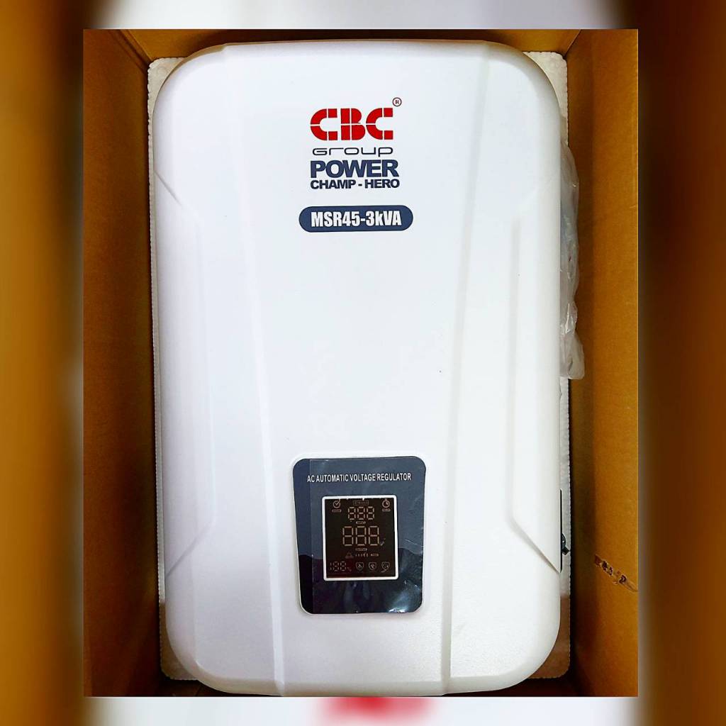 CBC เครื่องปรับแรงดันไฟฟ้า รุ่น MSR45-3KVA (SINGLE PHASE) จอแดงผล LED ระบบ Manual /Auto Bypass ...