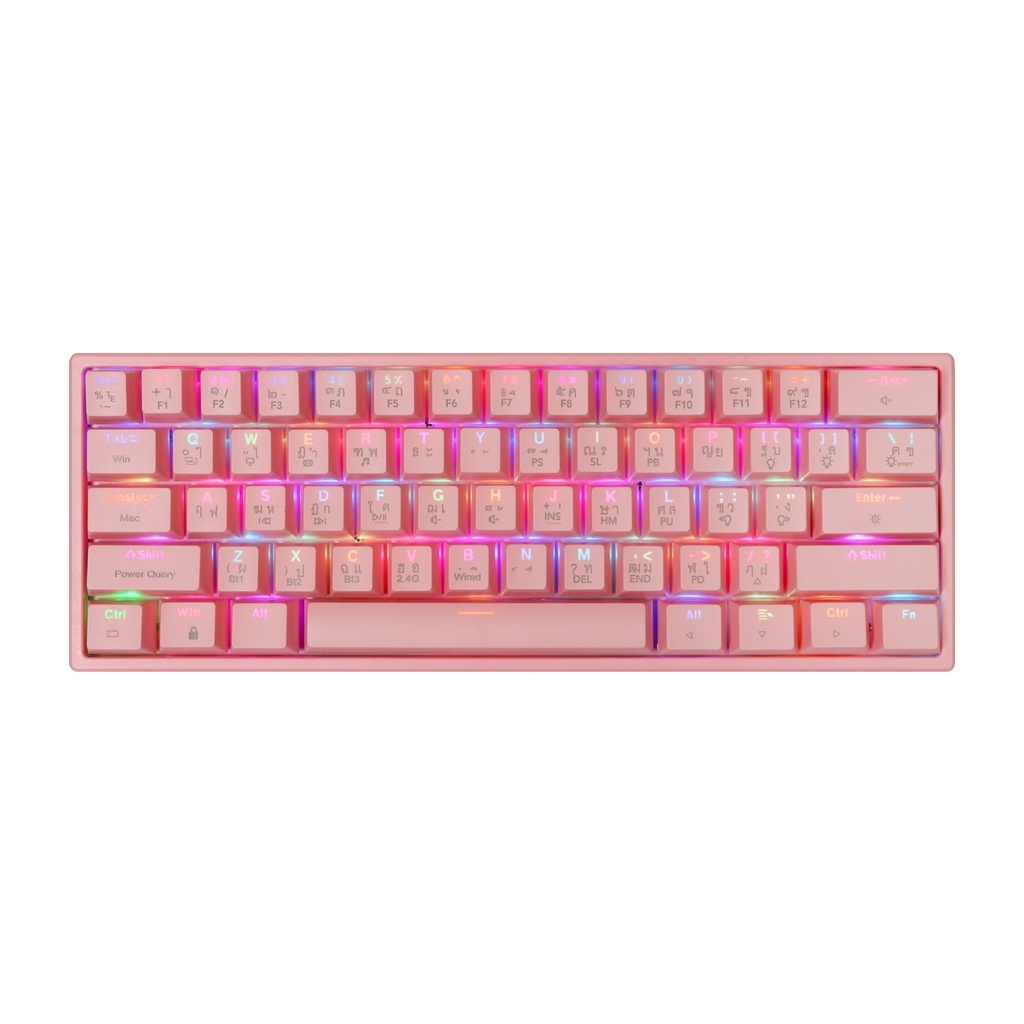 คีย์บอร์ดเกมมิ่ง Tsunami Outemu MK-61 Max 61Key 60% Hotswappable Macro ...