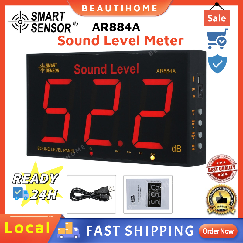 🔥SMART SENSOR AR884A เครื่องวัดระดับเสียงพร้อมจอ LCD ขนาดใหญ่ เครื่อง ...