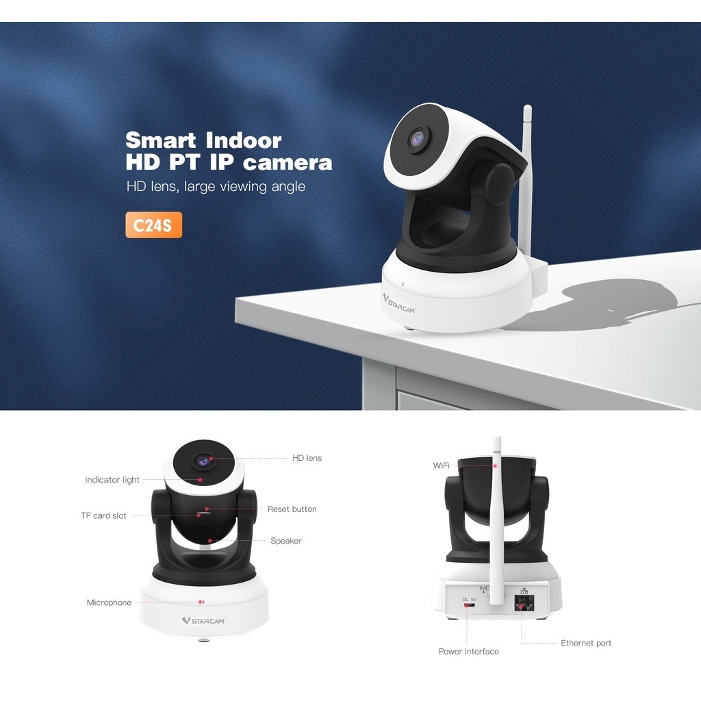 Vstarcam C24S 3.0MP/C7824wip 1.0MP 1296P 2022 กล้องวงจรปิดไร้สาย WIFI IP Camera EYE4 APP ...