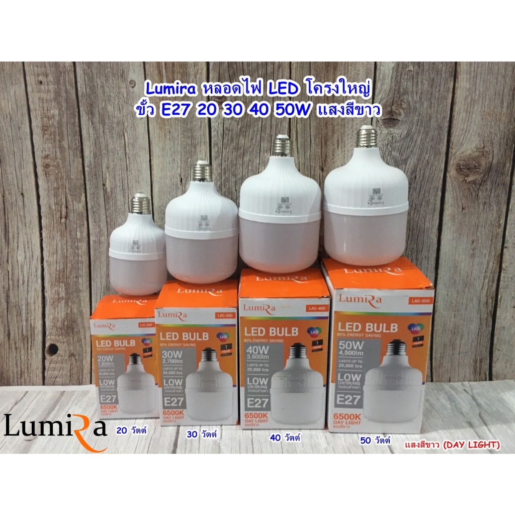 หลอดไฟ LED Lumira โครงใหญ่ ขั้ว E27 20 30 40 50W แสงสีขาว | Shopee Thailand