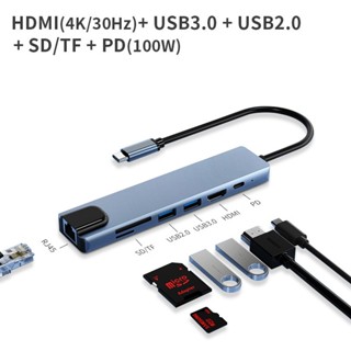 อะแดปเตอร์ HUB USB Display / USB-C HDMI USB3.0 SD CARD RJ45 TF สายแปลง TypeC (JH) | Shopee Thailand