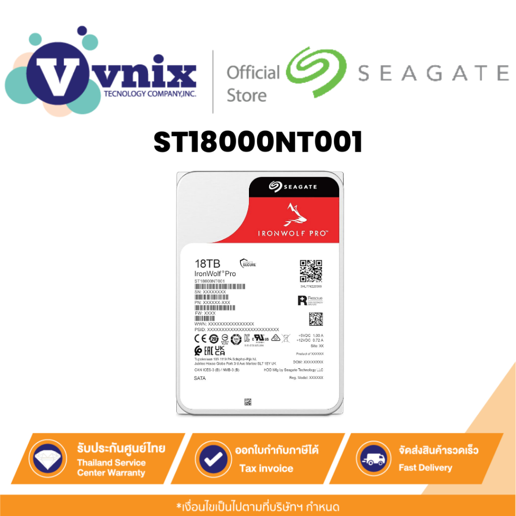 ST18000NT001 Seagate IRONWOLF PRO - 7200RPM SATA3 18 TB 3.5" HDD By ...