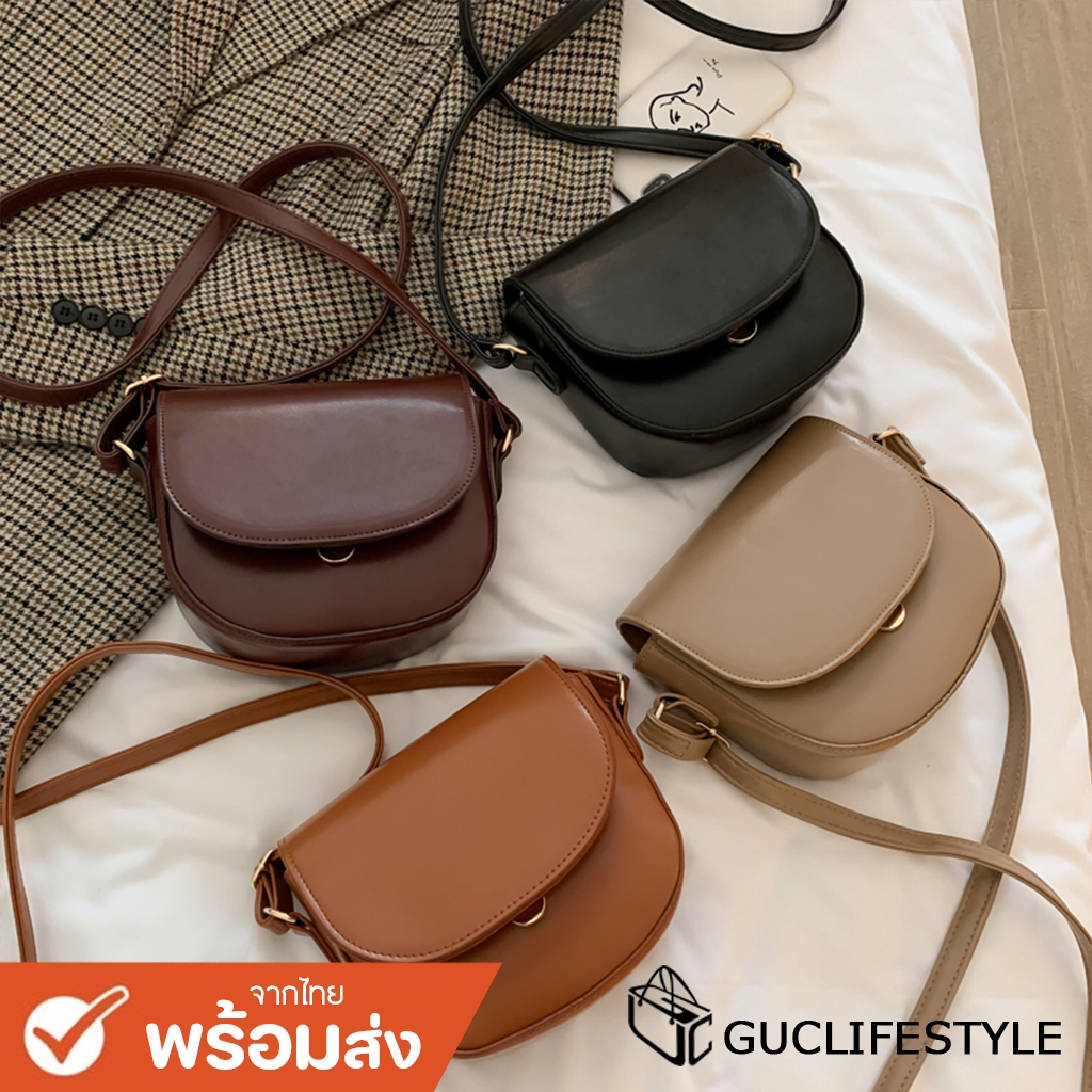 GUCSELECTED(B1748) กระเป๋าหนังสะพายข้างทรงกล่อง ครึ่งวงกลม | Shopee ...
