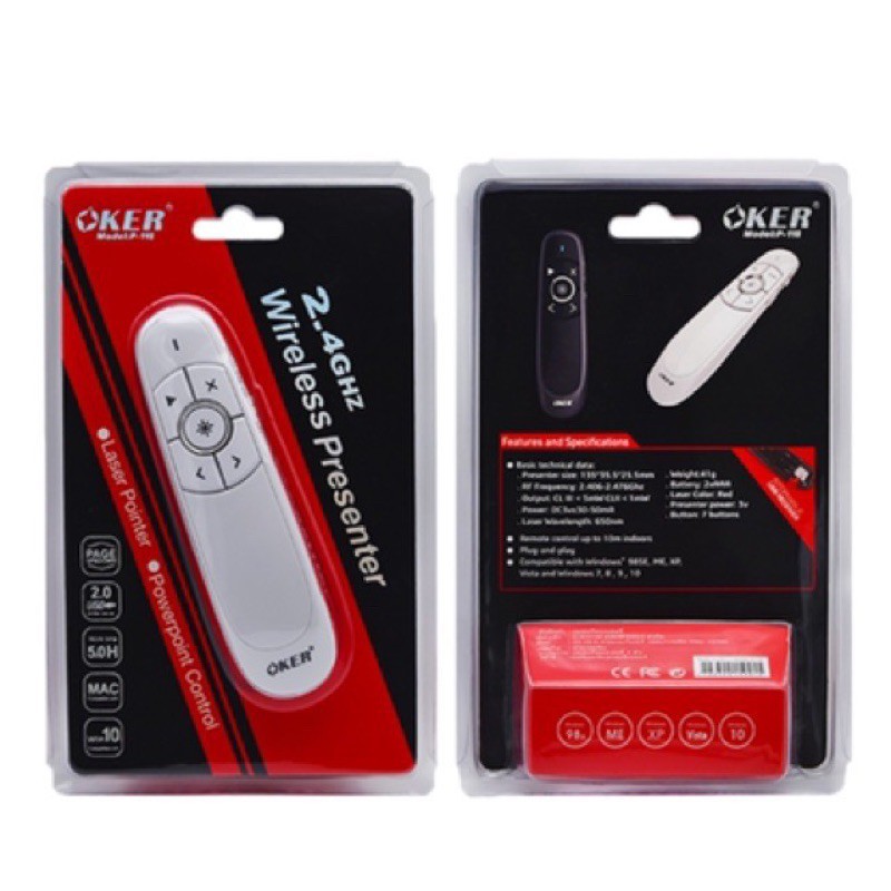 Oker Wireless Presenter 2.4GHz รุ่น P-118 มีให้เลือกสี | Shopee Thailand