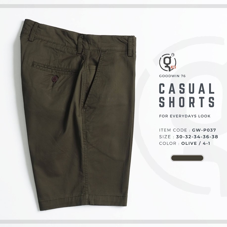 GOODWIN - P037 CHINO SPANDEX SHORTS กางเกงขาสั้นผู้ชาย เอวยืด ผ้ายืดคอตต้อน สีพื้น | Shopee Thailand