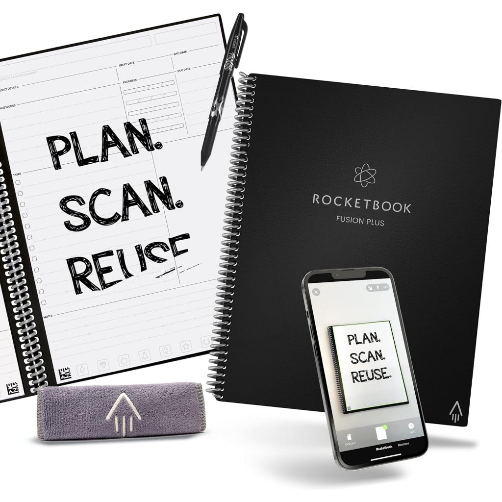 Rocketbook Smart Reusable Notebook Fusion Plus Letter Or Executive Size Spiral Notebook