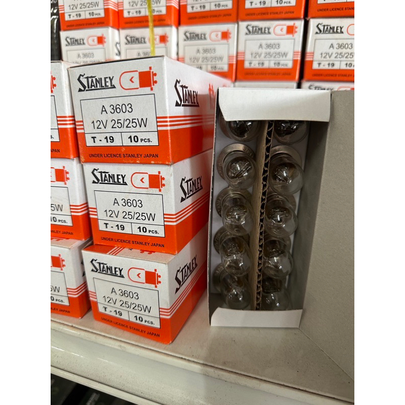 STANLEY หลอดไฟหน้า A3603 12V 25/25W ของแท้ 100% 1 แพ็ค จำนวน 10 ชิ้น ...