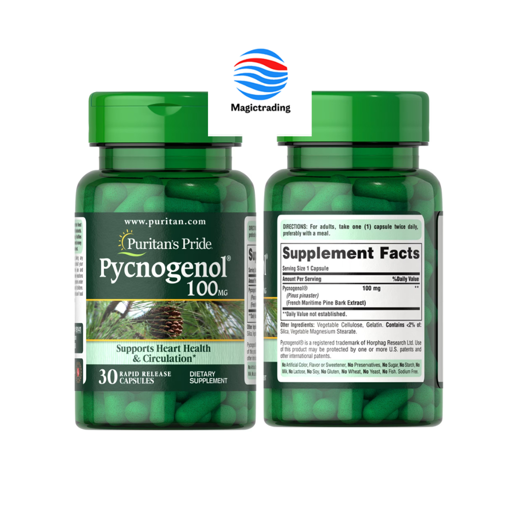 Pycnogenol 100 mg 30 Capsules, 60 Capsules, 120 Vcaps. | Shopee Thailand