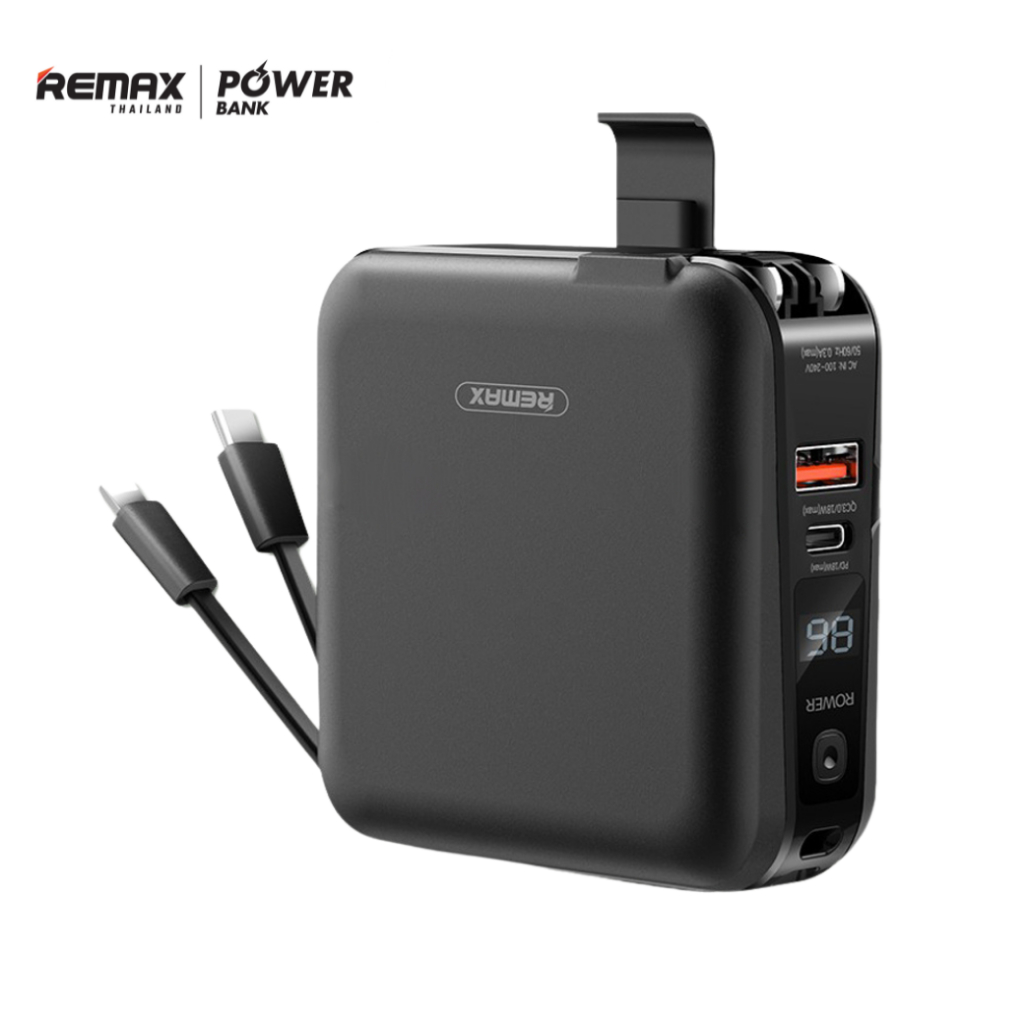 Remax Power Bank รุ่น W1501 ความจุ15000mAh แบตสำรอง ชาร์จไว มีสายในตัว ...