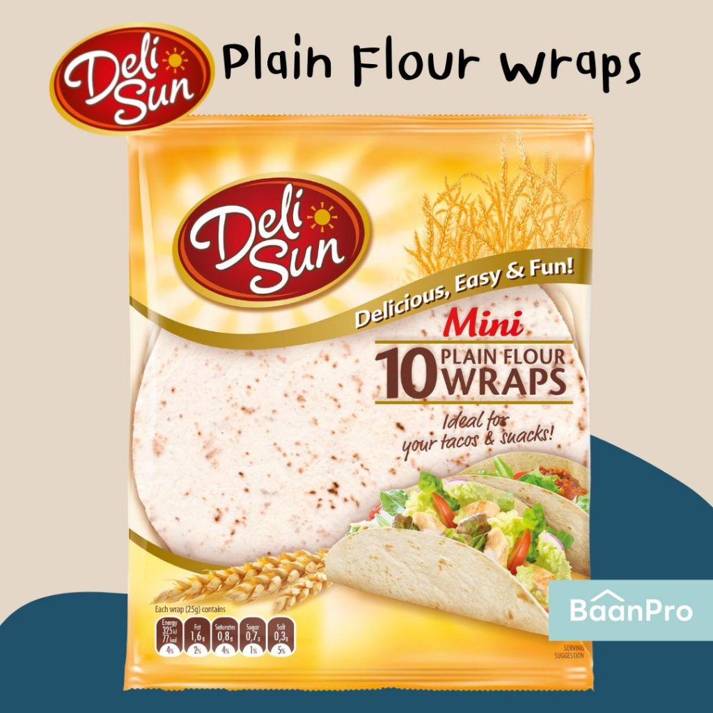 Deli Sun Wraps Whole Wheat/ Plain/ Chia Tortilla Wraps เดลิซัน แผ่นแป้ง ...