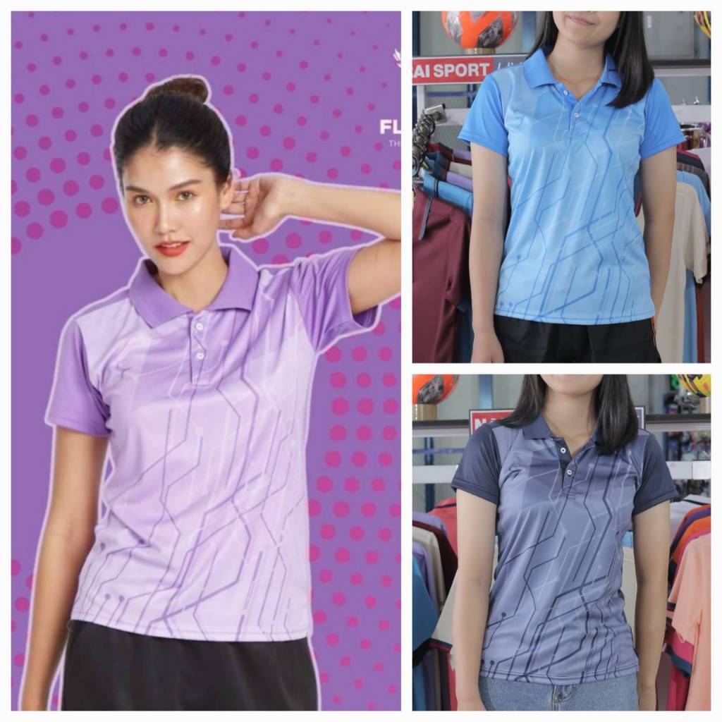 เสื้อสีม่วงหญิง SA303 เสื้อกีฬาหญิง SPORT DAY ผ้าไมโครพิมพ์ลาย ทรงสวย ...