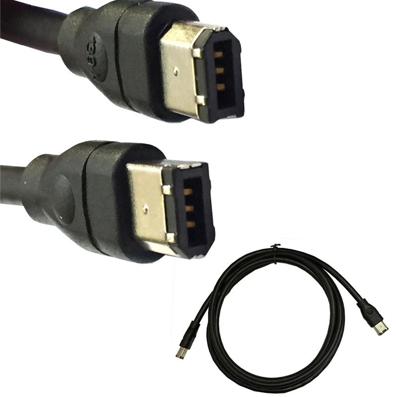 Black IEEE 1394 Firewire 400 to Firewire 400 Cable, 6 Pin/6 Pin Male ...
