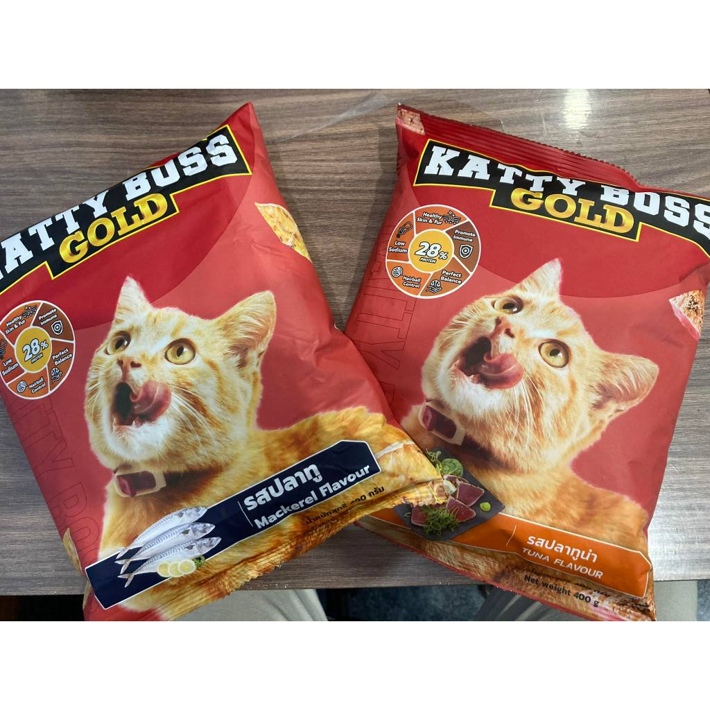 [400g] อาหารแมว Katty Boss Gold แคตตี้บอสโกลด์ รสชาติปลาทู/ทูน่า ซอง400กรัม | Shopee Thailand