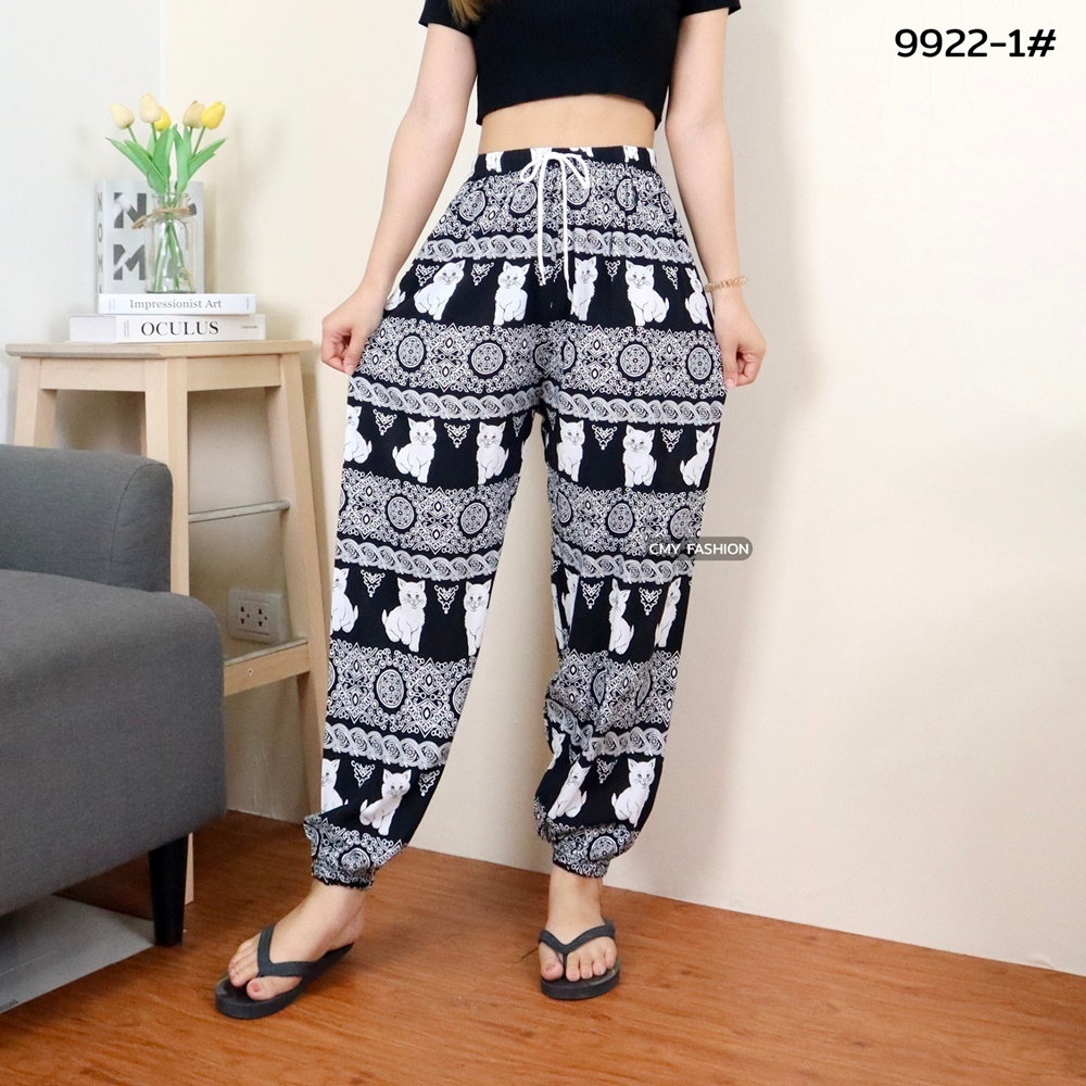 9922# 9944# กางเกง ขายาว งานขาจั้ม พิมพ์ลายแมว/กราฟิก น่ารัก ผ้าสปัน ใส่ได้ทั้งชายและหญิง ...
