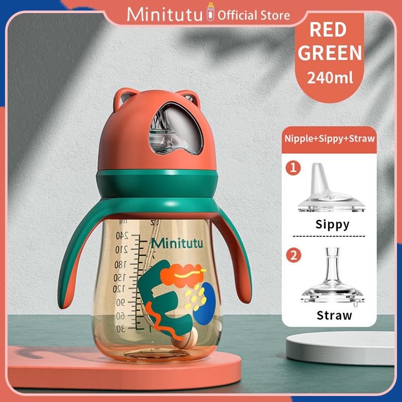 Minitutu 3-in-1 Bear Series ขวดนม PP วัสดุ 240ml/300ml บอลแรงโน้มถ่วง 360° ปลอดสาร BPA | Shopee ...