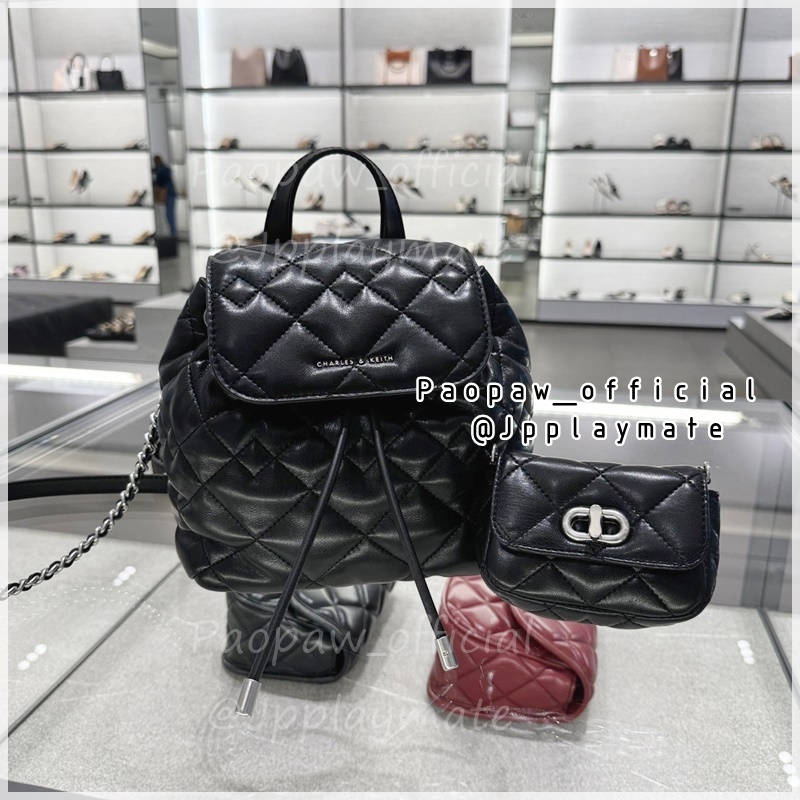 Charles & Keith กระเป๋าเป้ รุ่น Aubrielle Quilted Backpack : CK2 ...