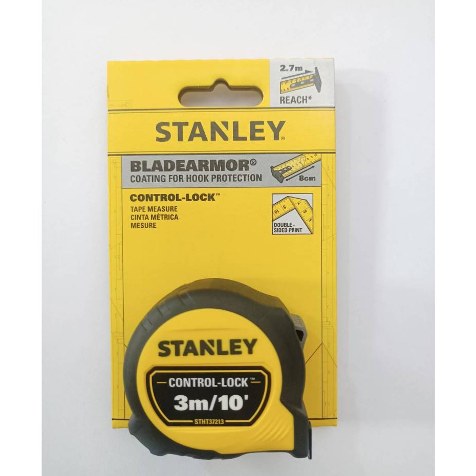 STANLEY ตลับเมตร STANLEY Control Lock 3M รุ่น STHT37213-30 พิมพ์สเกลที่สายวัดทั้ง2 ด้าน ( ถ่าย ...