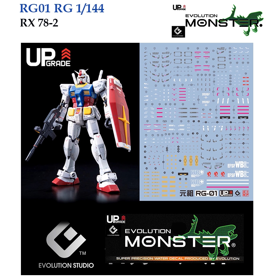 ดีคอลน้ำ [MONSTER EVO] E-RG01 / ER15 RG RX-78 2 1/144 WATER DECAL ...