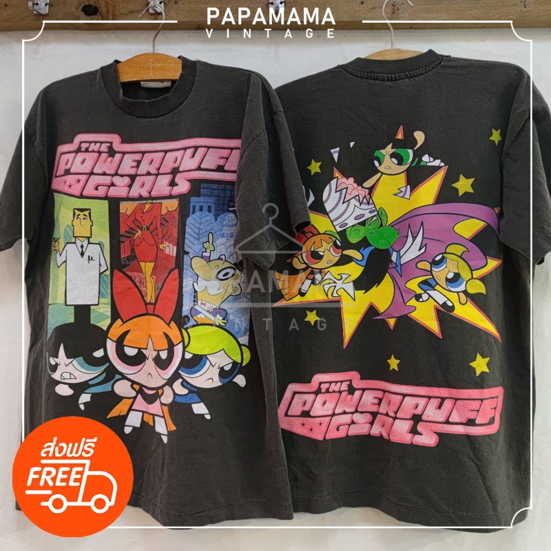 [ POWER PUFF GIRLS ] Bio washed tag Cartoon network เสื้อการ์ตูน ...