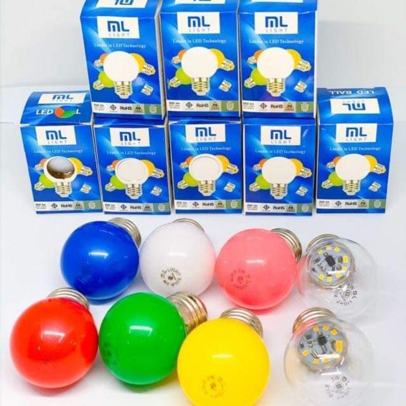 หลอดปิงปอง หลอดสี LED 3W ขั้วE27 หลอดไฟปิงปอง หลอดไฟสี หลอดไฟ เป็นPVCตกไม่แตก | Shopee Thailand