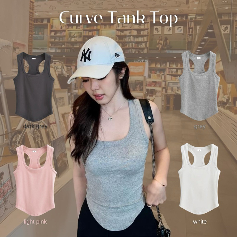 รอพรีเฉพาะสี [DarkGrey, White] Curve Tank Top | Amis Basic | Shopee Thailand