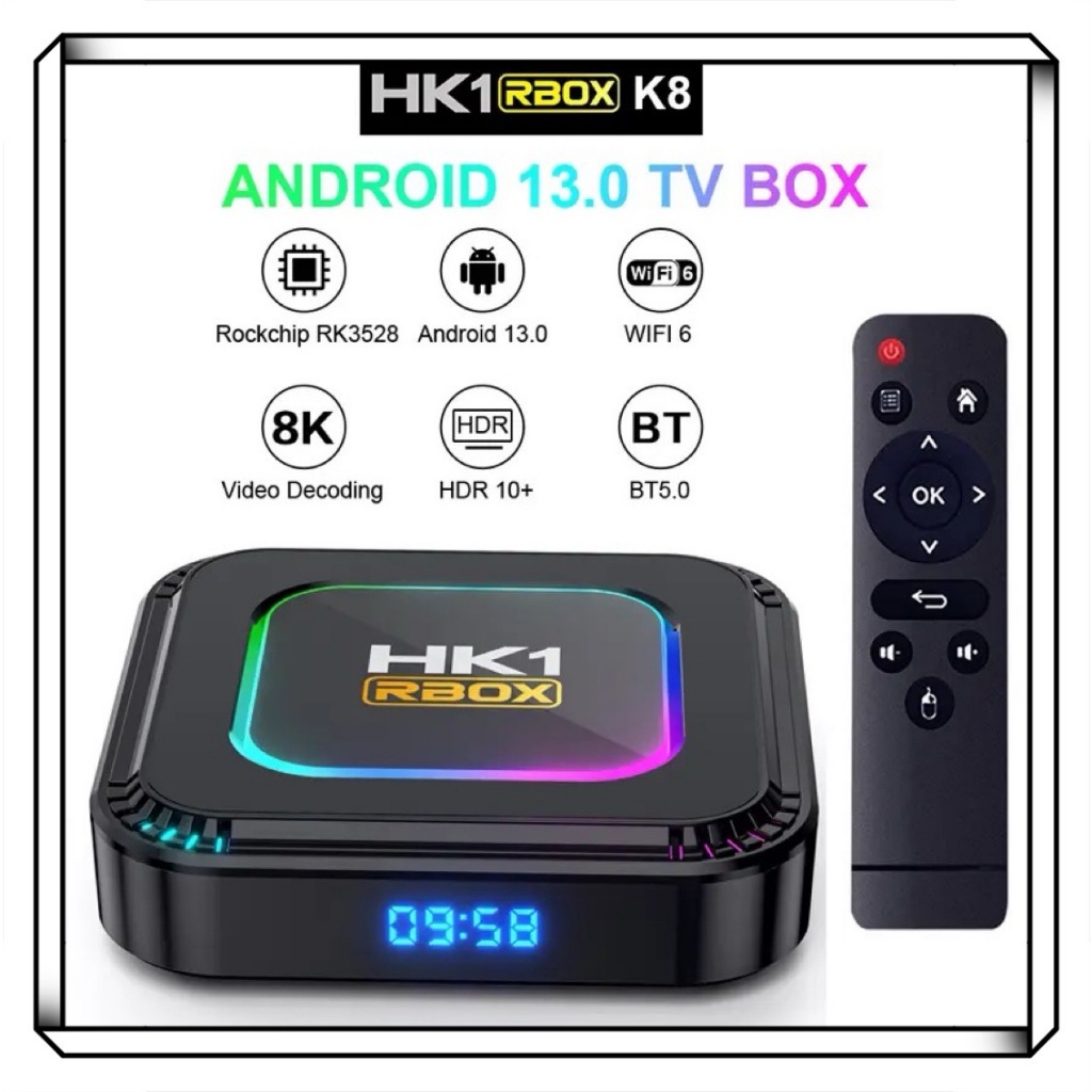 🔥สุดยอดกล่องแอนดรอยด์รุ่นใหม่ปี 2024 Android TV Box HK1 RBOX K8 แรม4GB/64GB Rockchip ใหม่ RK3528 ...