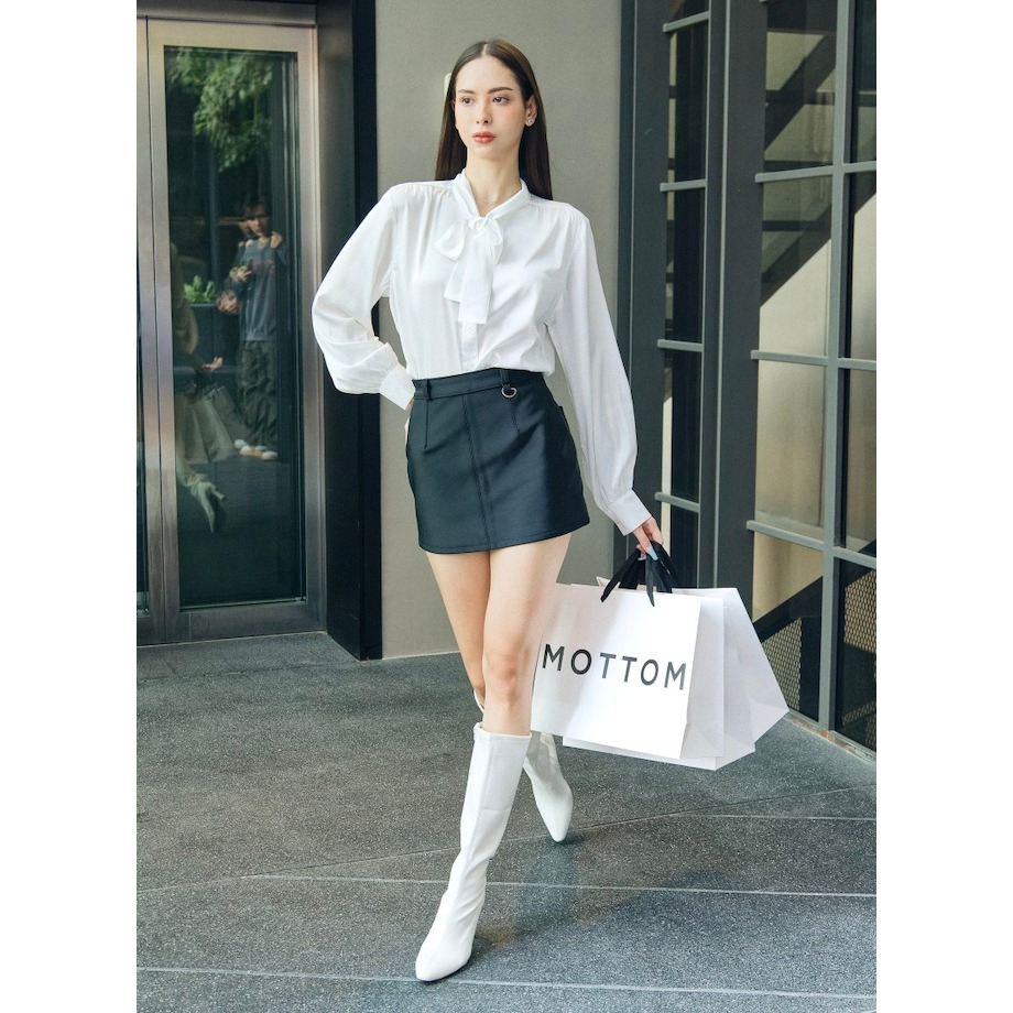 MOTTOM - GINNY SHORT SKIRT กระโปรงสั้นหนัง ทรงA ซิปหลัง | Shopee Thailand