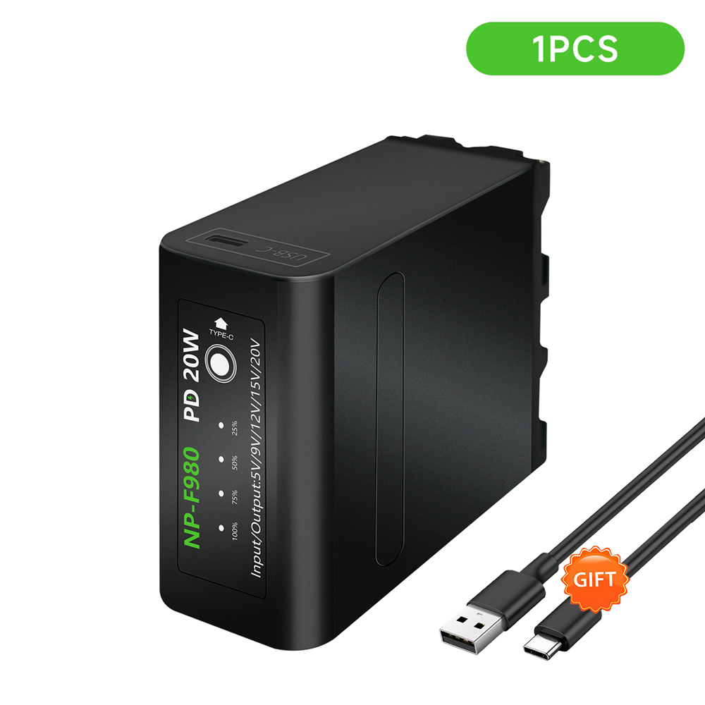 แบตเตอรี่ NP-F960 6000mAh มีไฟบอกสถานะแบต Battery Type-C Input/USB Output สำหรับกล้อง SONY F970 ...