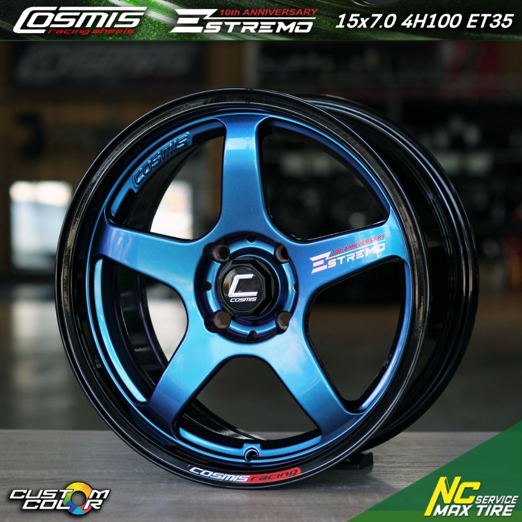 ล้อแม็กขอบ15 / Cosmis Estremo / POWER BLUE / รถเก๋งขอบอีคีโคคาร์ ซิตี้คาร์ / 15x7.0 4H100 ET35 ...