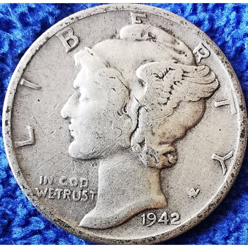 เหรียญ สหรัฐอเมริกา USA, 1 Dime, Mercury, (เนื้อ เงิน Silver), # 3880T ...