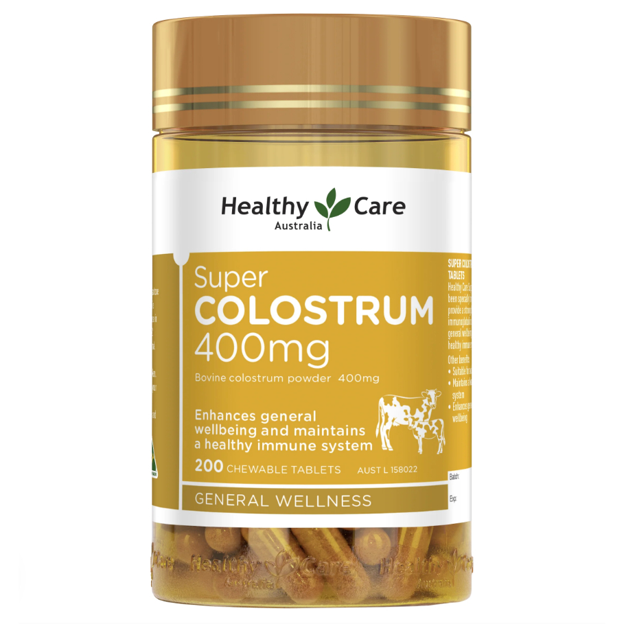 Healthy Care Super Colostrum 400mg 200 Chewable Tablets EXP:03/2026 ...