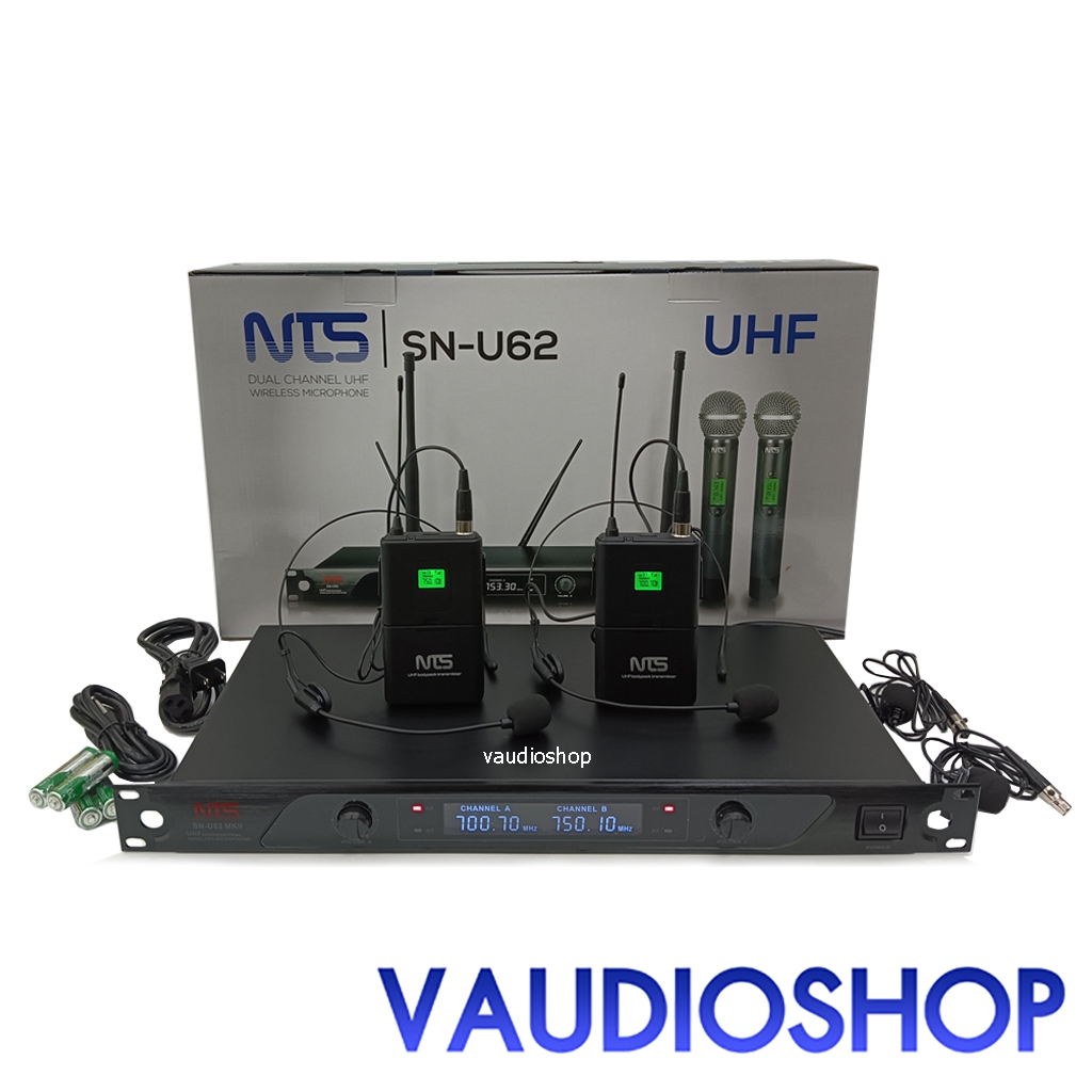 ไมค์ลอย NTS SN-U62 MKII UHF ไมค์คาด2ตัว หนีบ2ตัว (ใช้ครั้งละ2ตัว) ไมค์คาดคู่ ไมค์หนีบคู่ ความถี่ ...