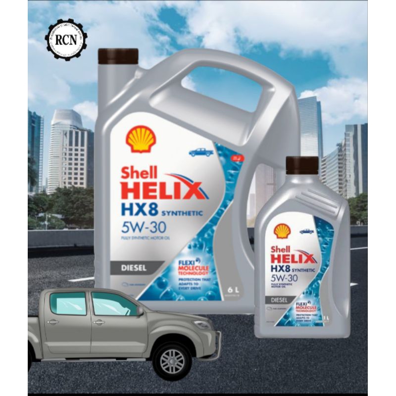 น้ำมันเครื่อง Shell Helix Diesel HX8 5W-30 สังเคราะห์แท้ 100% 6+1ลิตร ...