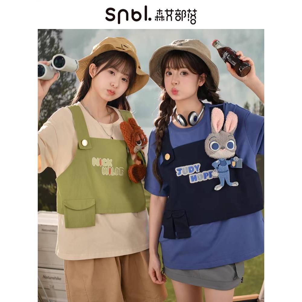Snbl x Disney เสื้อยืดสไตล์ 2 ชิ้น จูดี้ นิค ซูโทเปีย Zootopia ดิสนีย์แลนด์ | Shopee Thailand
