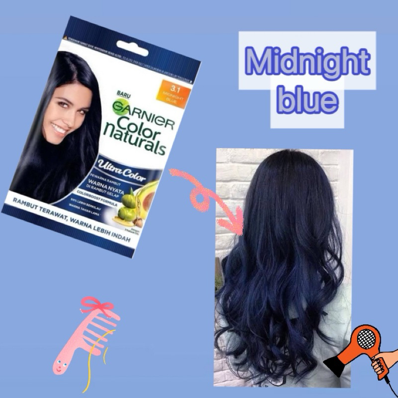 สีย้อมผม Garnier(Midnight blue สีน้ำเงิน) | Shopee Thailand