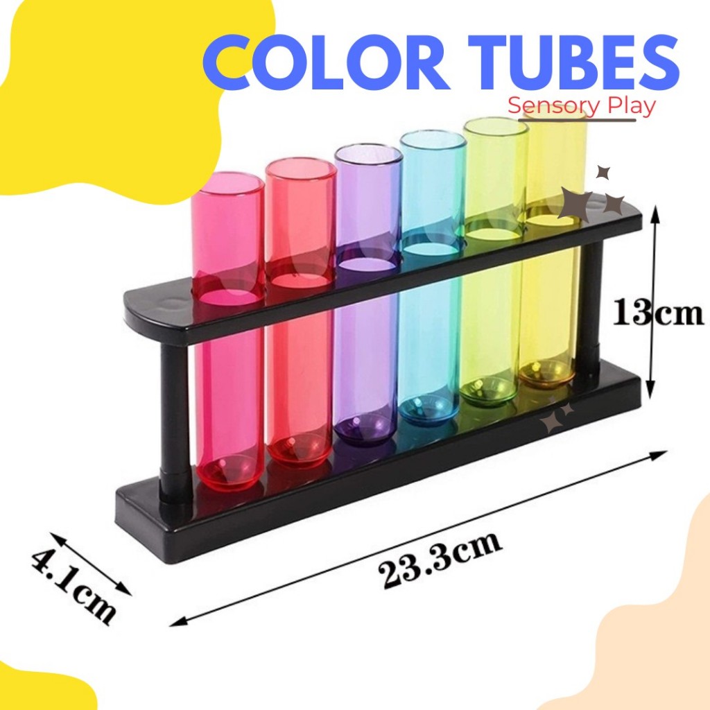 Color Tubes หลอดทดลอง แก้วยาว 6 สี พร้อมส่ง Sensory Play Lookmaebaby ...