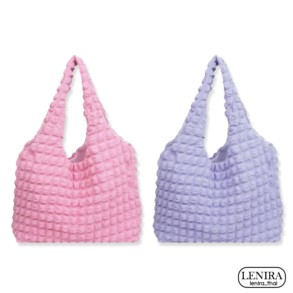 Lenira(B1814) กระเป๋าผ้าย่น ทรงนิ่ม ผ้ายับ สุดน่ารักแนวเกาหลีมี12สีสดใส ...