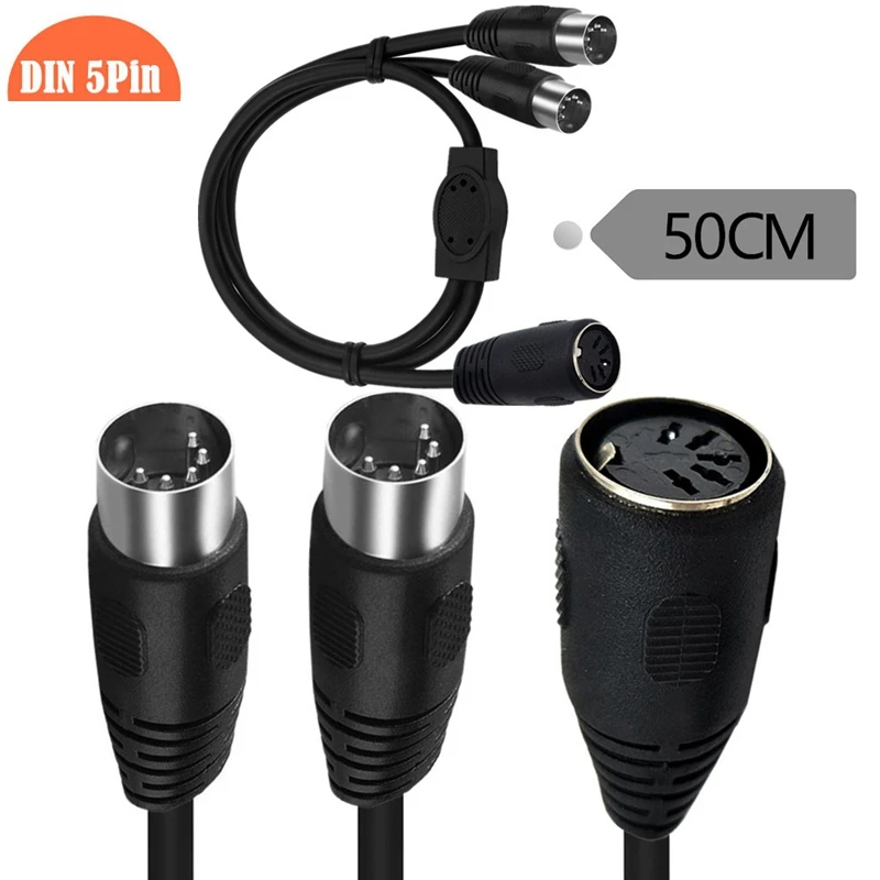 MIDI DIN 5Pin Splitter Y สาย MIDI 2ผู้ ออก 1เมีย MIDI กีตาร์คีย์บอร์ดอะ ...