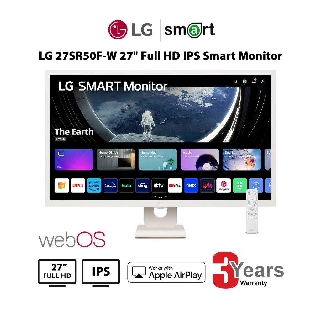 LG 27SR50F-W 27" Full HD IPS Smart Monitor with webOS | Shopee Thailand