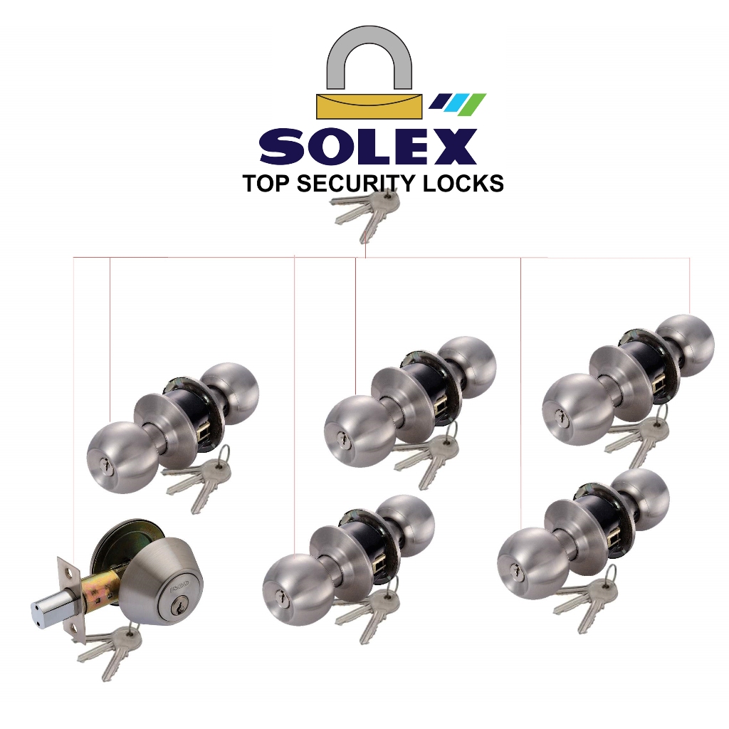 SOLEX master key ลูกบิดประตูและเดทโบท 6ชุด สีเงิน กุญแจรวม 21อัน เหมาะ ...