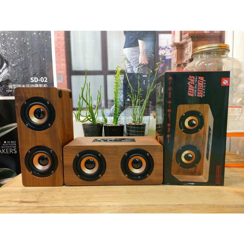 [สินค้าพร้อมส่ง] ลำโพงบลูทูธ Bluetooth KTS-1612 ลำโพงลายไม้ เสียงทุ้มหนักแน่น ดอกลำโพง 2ดอก ...