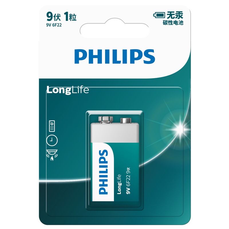 PHILIPS สินค้าพร้อมส่ง!!ถ่านไฟฉาย 6F22 9V (1 ก้อน) / 9V6LR61 (1 ก้อน ...