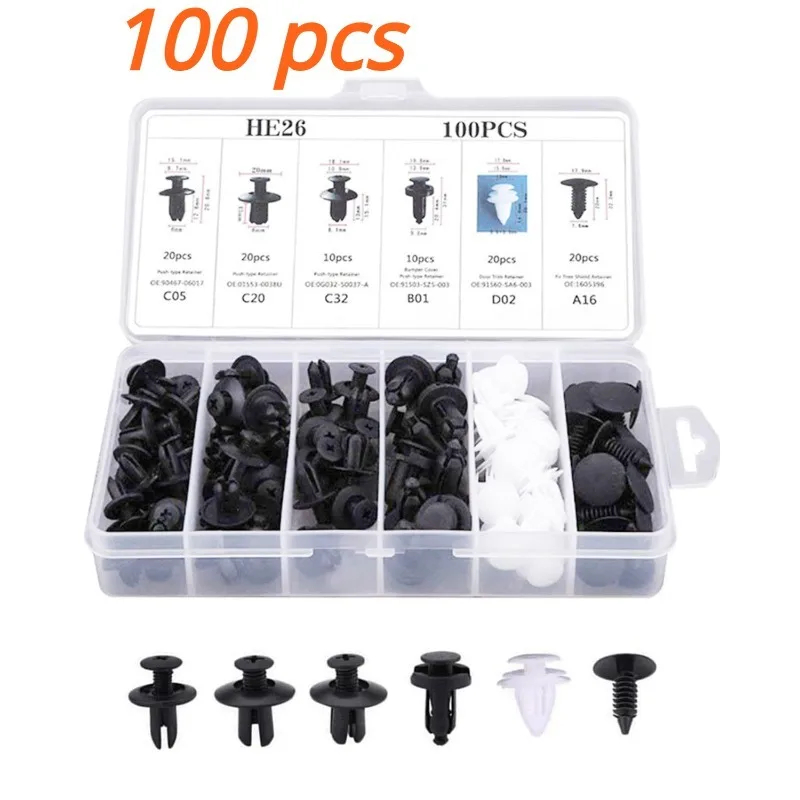 100/620pcs หมุดกิ๊บล็อค หมุดกิ๊บล็อคกันชน ชิ้นรถยนต์ คลิปผสมรถ หมุด ...